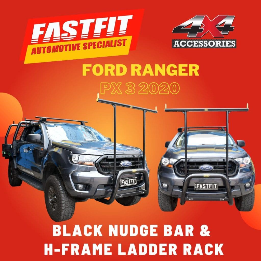 Shop Fastfit Black Nudge Bar And H Frame Ladder Rack To Suit Ford