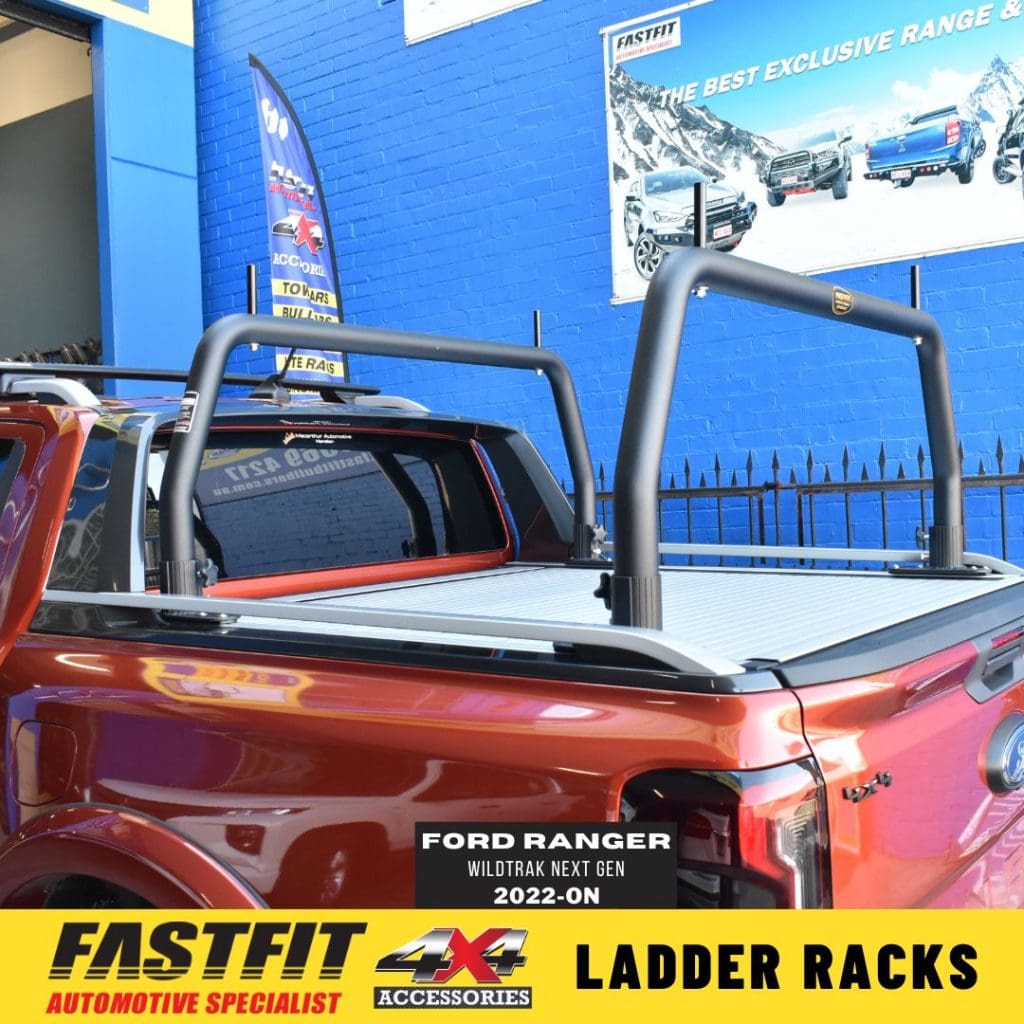 Shop All Bars 76mm Front And Rear Black Ladder Racks To Suit Ford