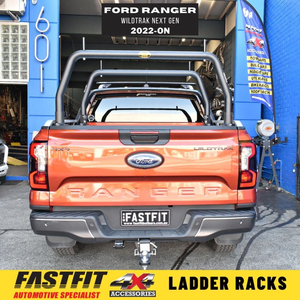 Shop All Bars 76mm Front And Rear Black Ladder Racks To Suit Ford