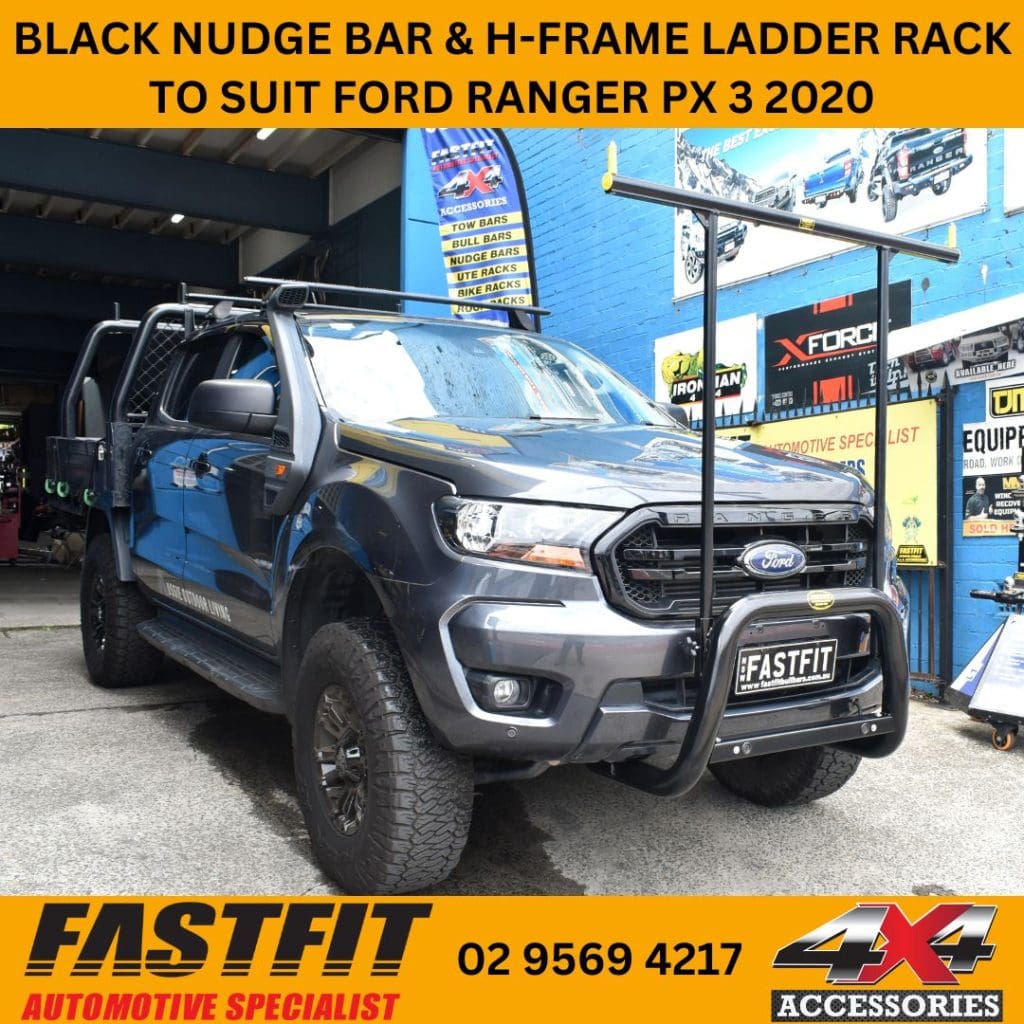 Shop Fastfit Black Nudge Bar And H Frame Ladder Rack To Suit Ford
