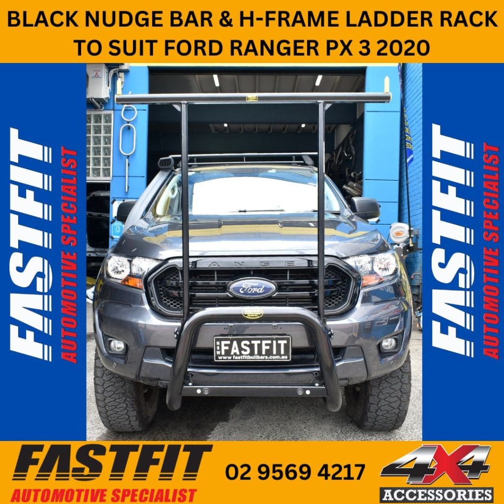 Shop Fastfit Black Nudge Bar And H Frame Ladder Rack To Suit Ford